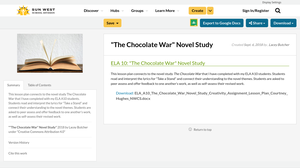 "The Chocolate War" Novel Study | Resource Bank