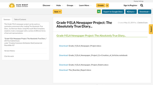 Grade 9 ELA Newpaper Project: The Absolutely True Diary... | Resource Bank