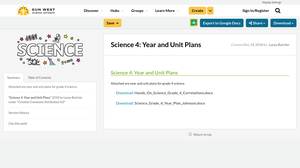 Science 4: Year and Unit Plans | Resource Bank