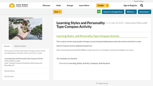 Learning Styles and Personality Type Compass Activity | Resource Bank
