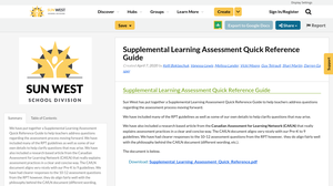 Supplemental Learning Assessment Quick Reference Guide | Resource Bank