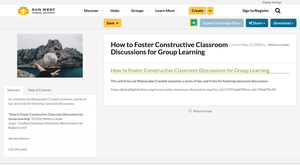 How to Foster Constructive Classroom Discussions for Group Learning ...