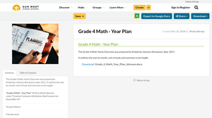 Grade 4 Math - Year Plan | Resource Bank