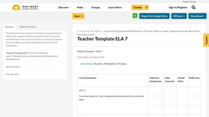 Teacher Template ELA 7 | Resource Bank