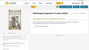 Mythology Assignment- Create a Myth | Resource Bank