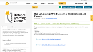 DLC ELA Grade 2: Unit 1 Lesson 11 - Reading Speed and Fluency ...