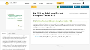 EAL Writing Rubrics and Student Exemplars: Grades 9-12 | Resource Bank