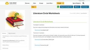 Literature Circle Worksheets | Resource Bank