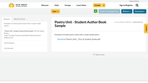 Poetry Unit - Student Author Book Sample | Resource Bank