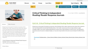 Critical Thinking in Independent Reading/ Reader Response Journals ...