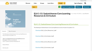 ELA 1-11: Saskatchewan Core Learning Resources & Cirriculum | Resource Bank