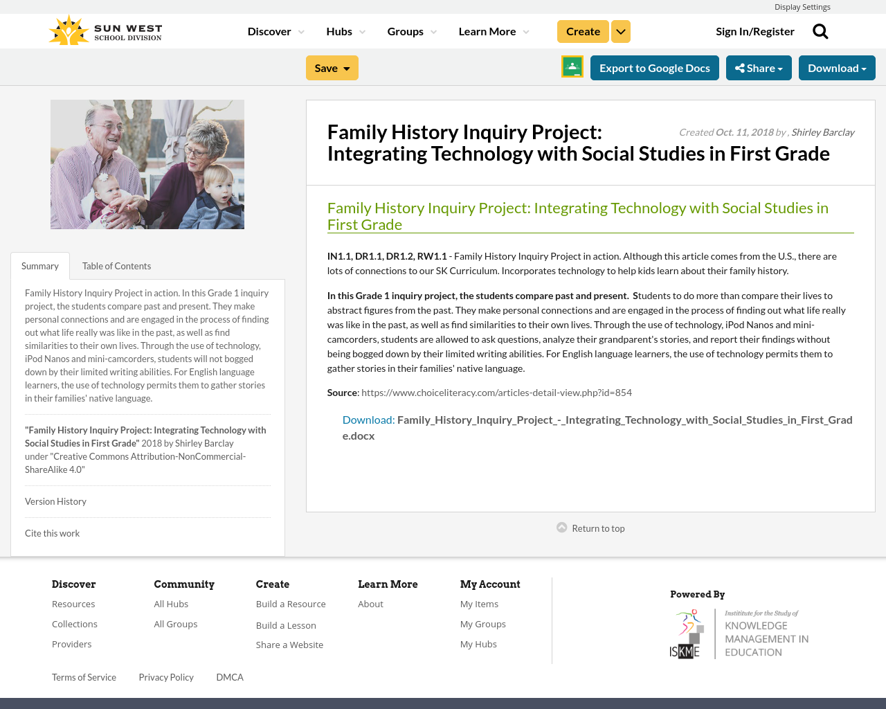 Family History Inquiry Project: Integrating Technology with Social ...