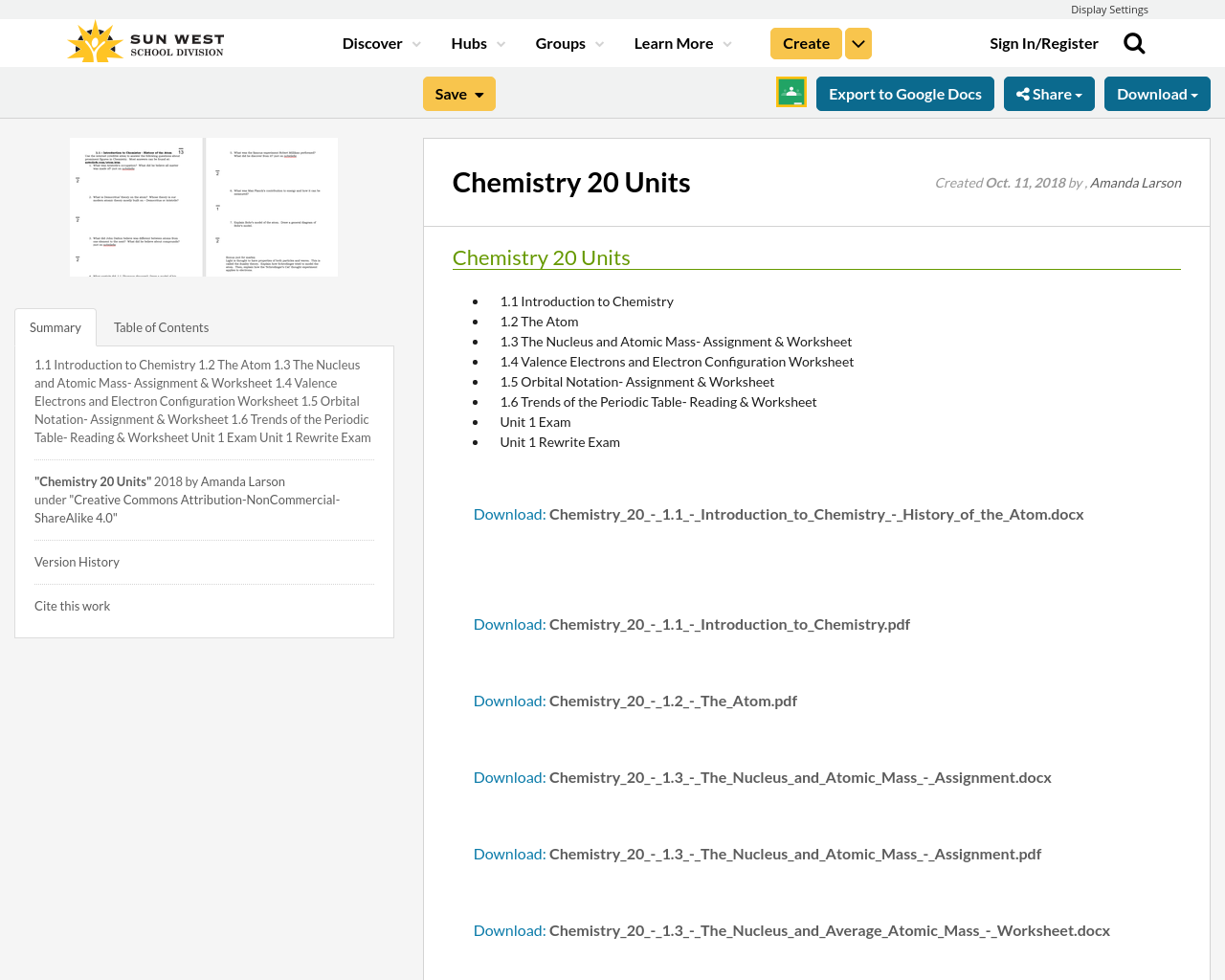 Chemistry 20 Units | Resource Bank