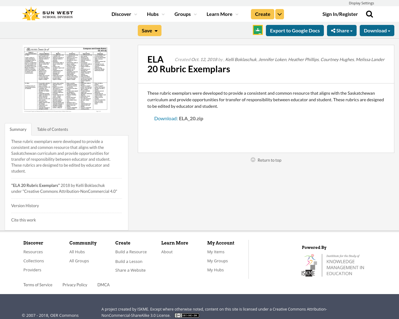 ELA 20 Outcome Based Rubrics | Resource Bank