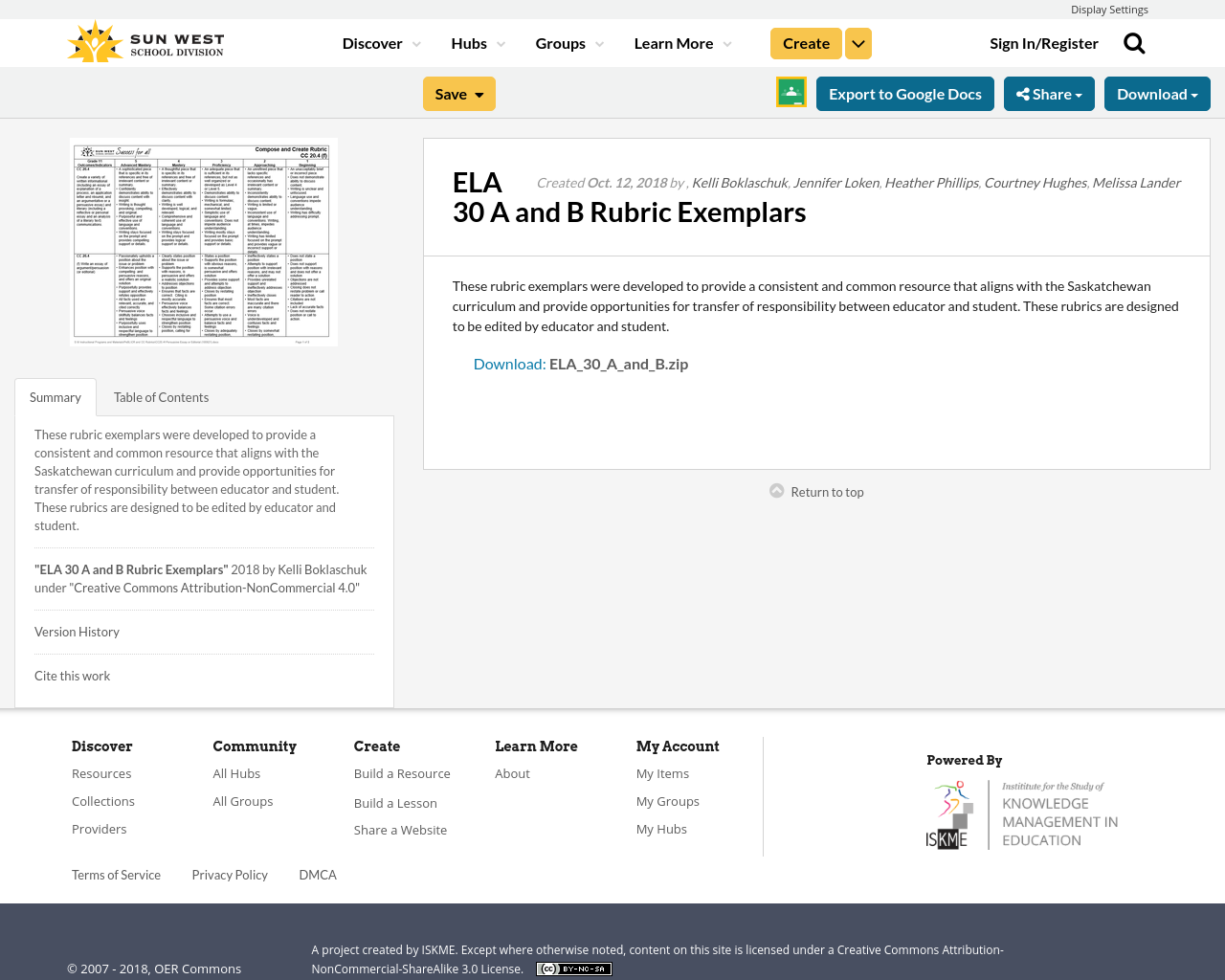 ELA A30 & B30 Outcome Based Rubrics | Resource Bank