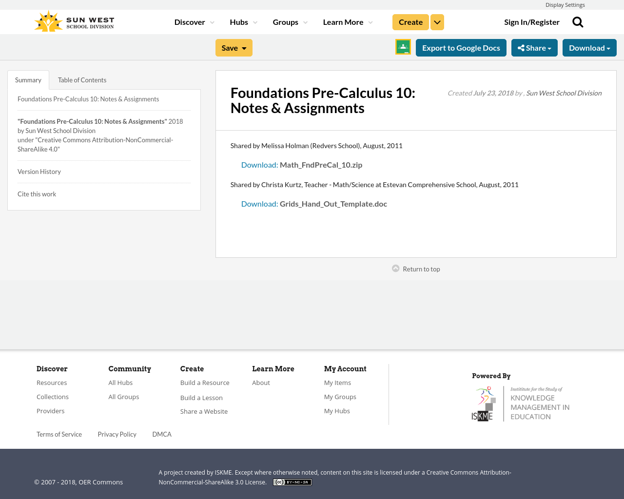 Foundations Pre-Calculus 10: Notes & Assignments | Resource Bank