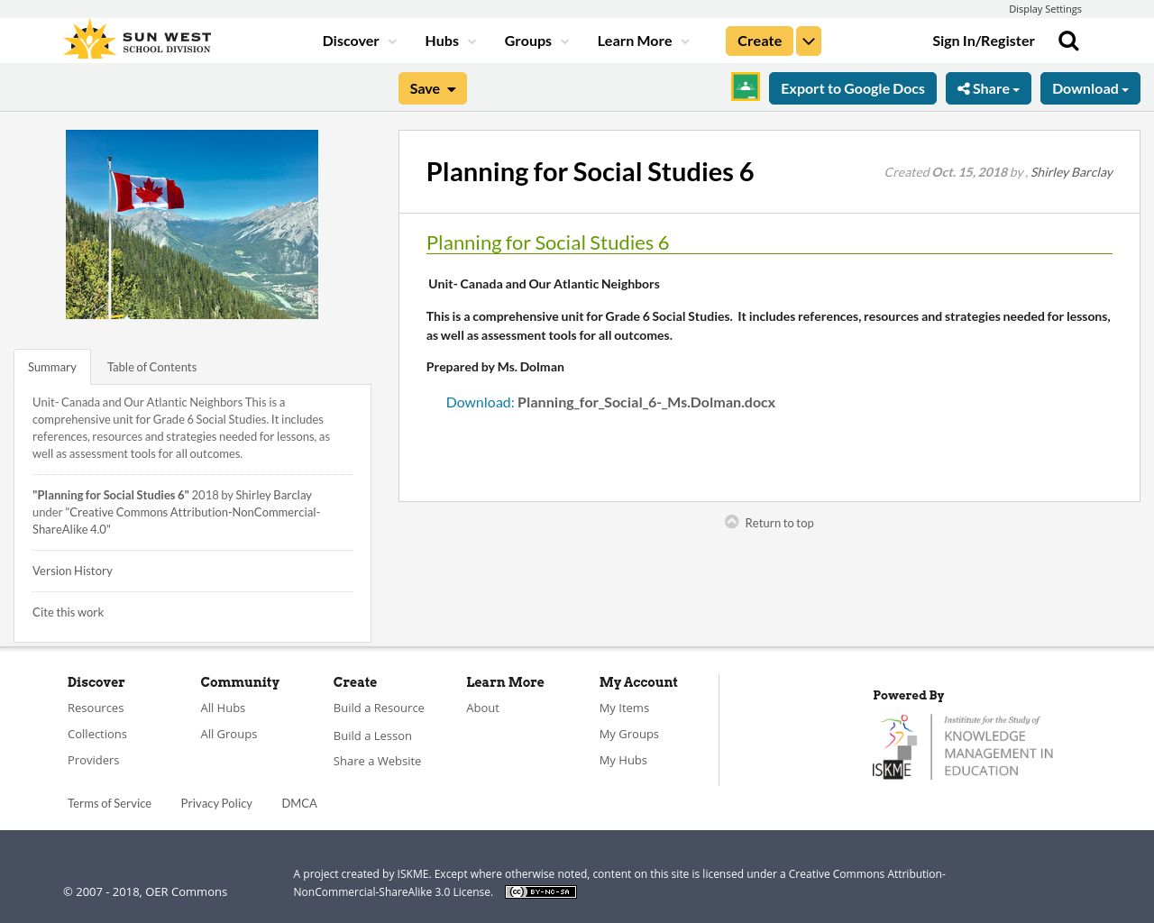 Planning for Social Studies 6 | Resource Bank