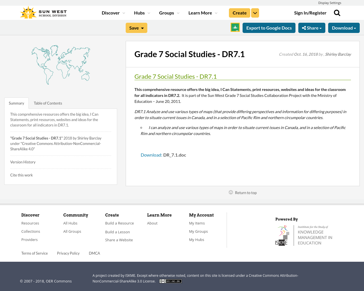 Grade 7 Social Studies - DR7.1 | Resource Bank