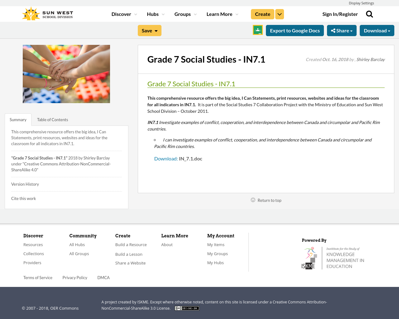 Grade 7 Social Studies - IN7.1 | Resource Bank