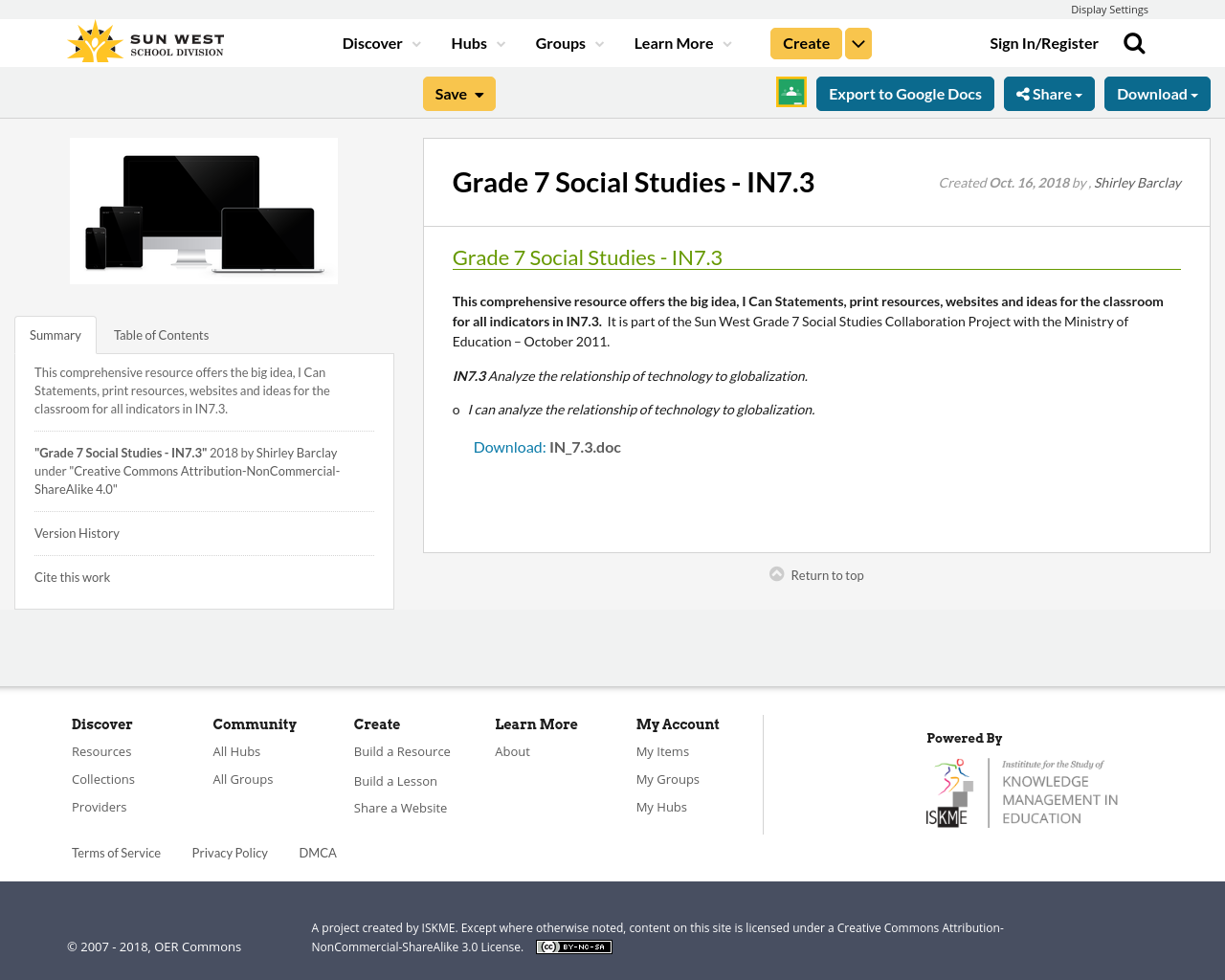 Grade 7 Social Studies - IN7.3 | Resource Bank