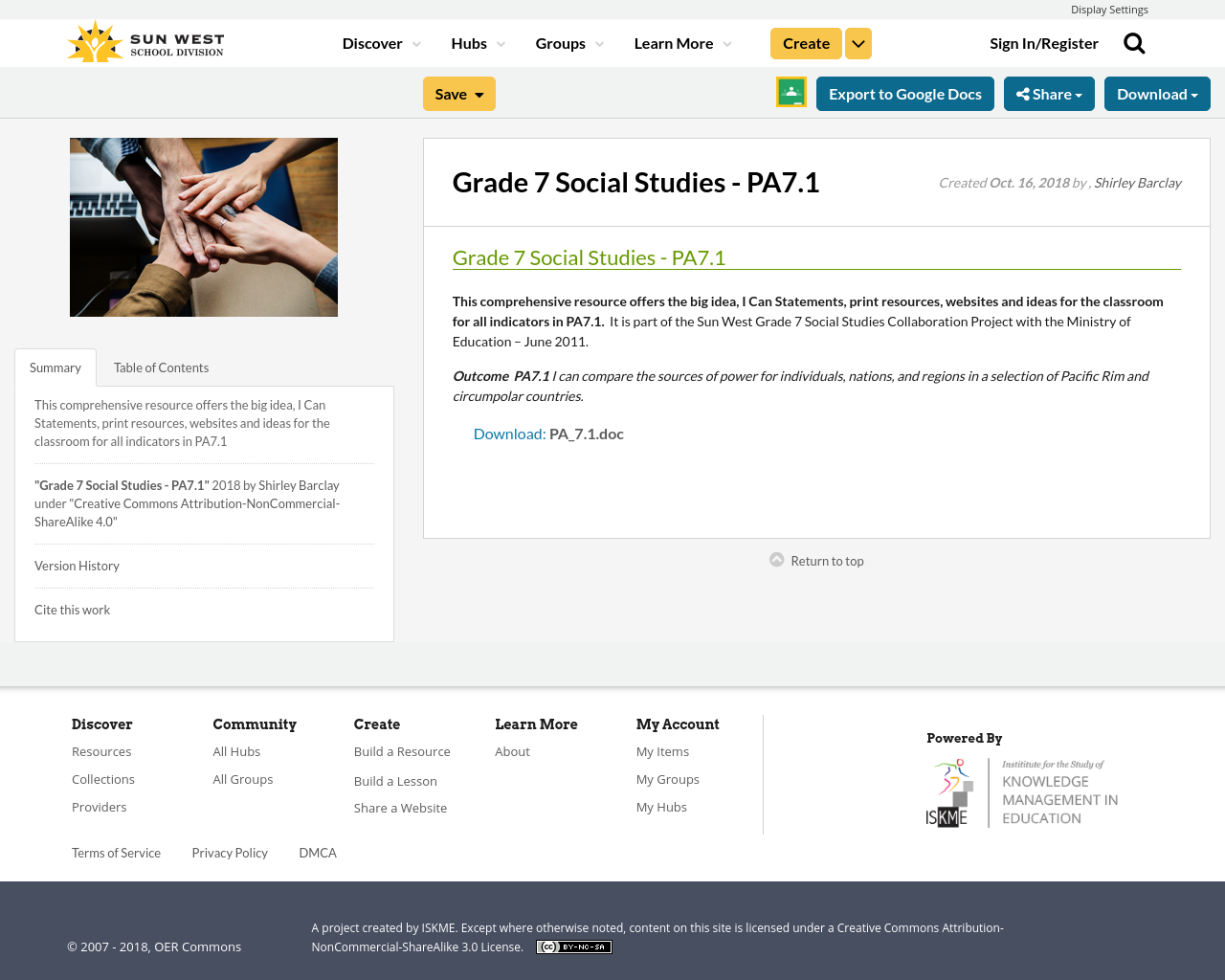 Grade 7 Social Studies - PA7.1 | Resource Bank