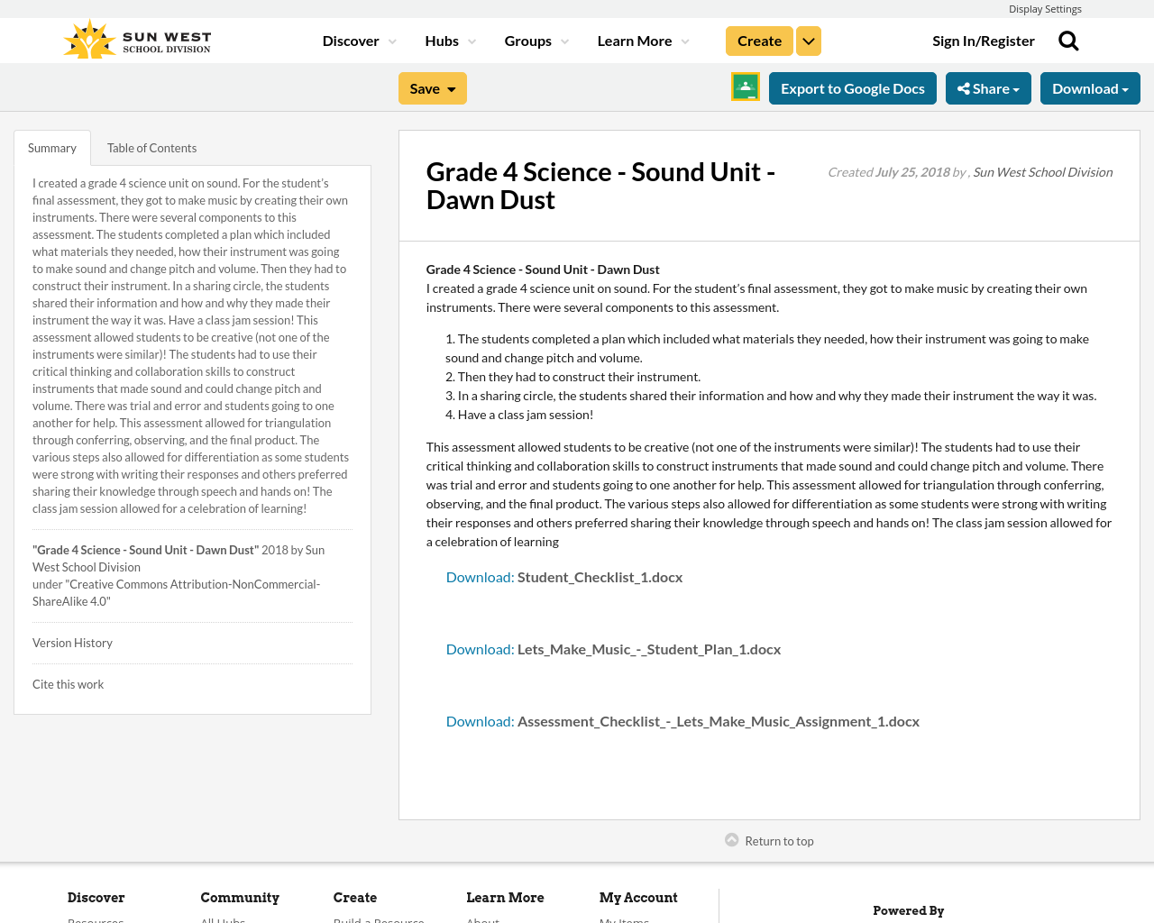 Grade 4 Science - Sound Unit - Dawn Dust | Resource Bank