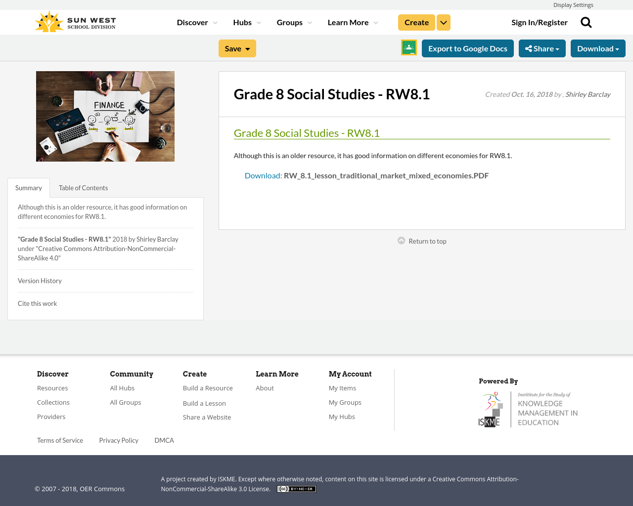 Grade 8 Social Studies - RW8.1 | Resource Bank
