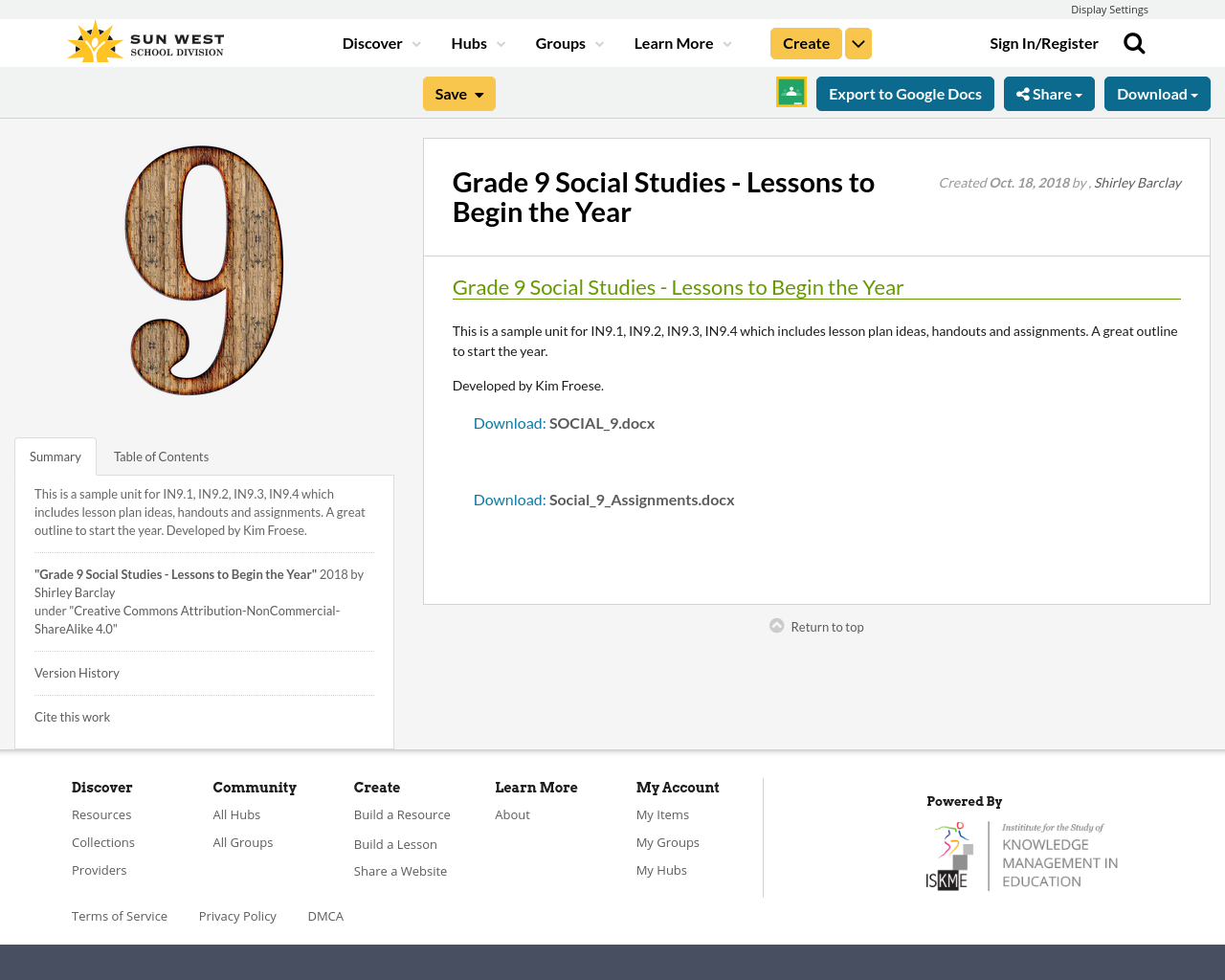 Grade 9 Social Studies - Lessons to Begin the Year | Resource Bank