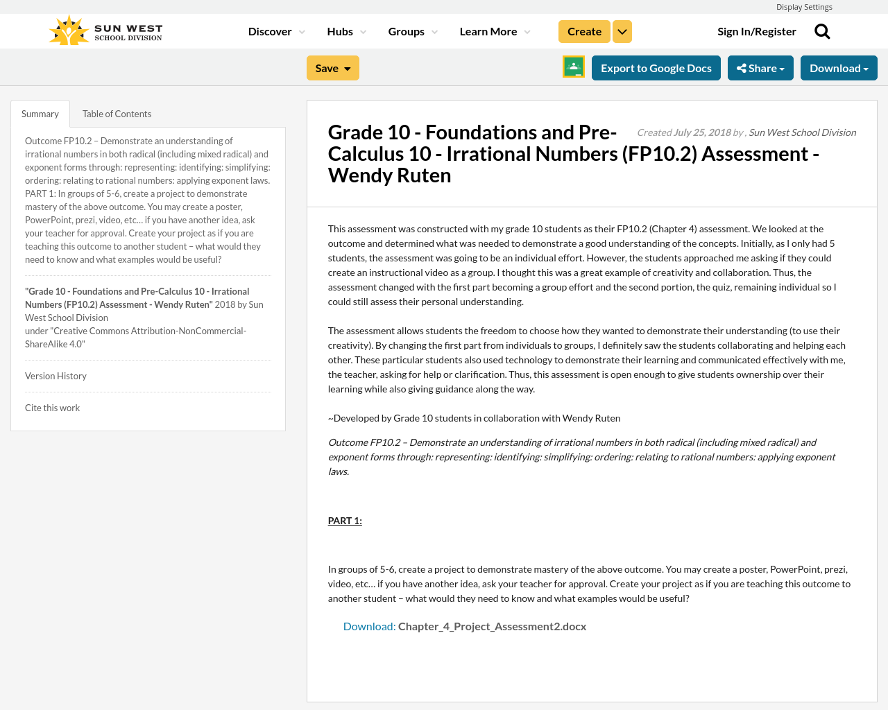 Grade 10 - Foundations and Pre-Calculus 10 - Irrational Numbers (FP10.2 ...
