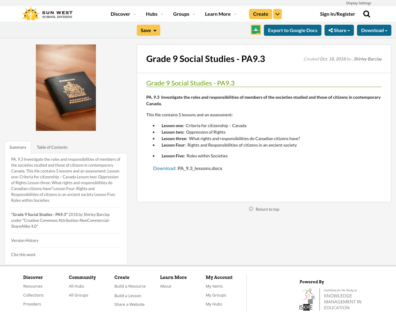 Grade 9 Social Studies - PA9.3 | Resource Bank