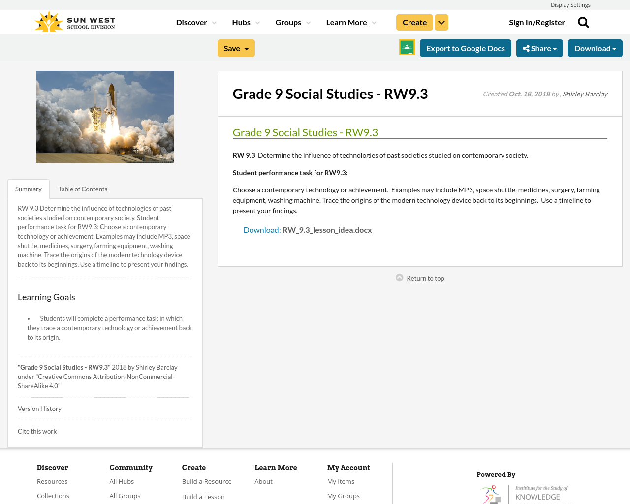 Grade 9 Social Studies - RW9.3 | Resource Bank