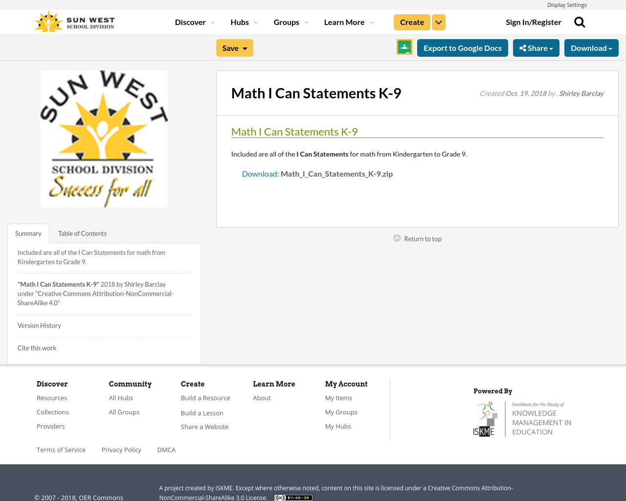 Math I Can Statements K-9 | Resource Bank