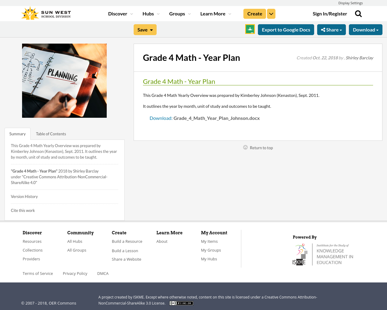 Grade 4 Math Year Plan Resource Bank