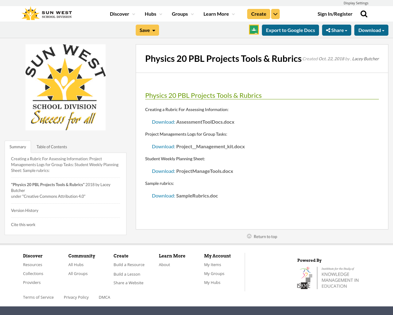 Physics 20 PBL Projects Tools & Rubrics | Resource Bank
