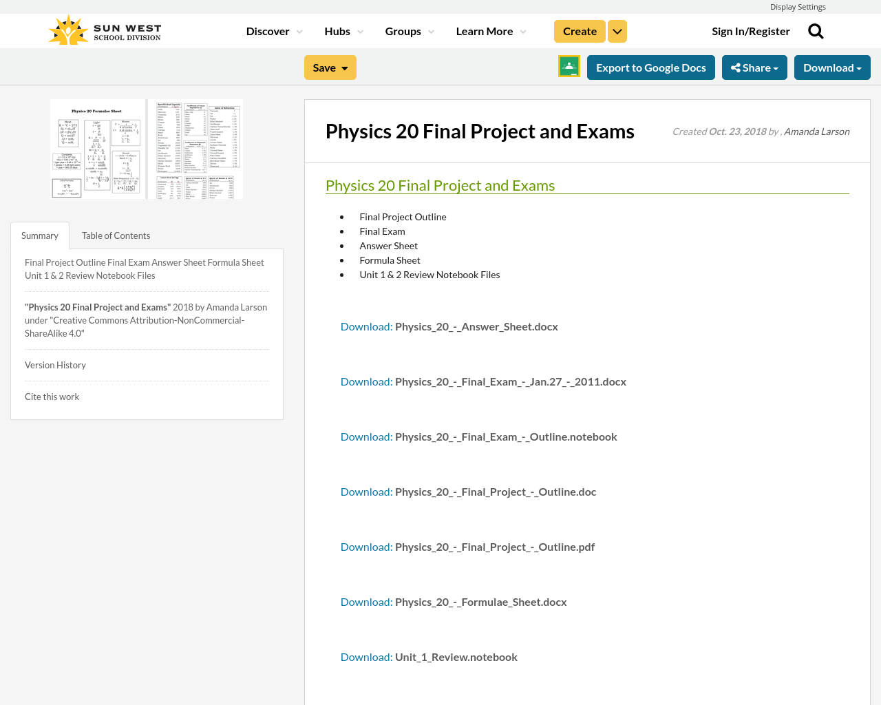Physics 20 Final Project and Exams | Resource Bank
