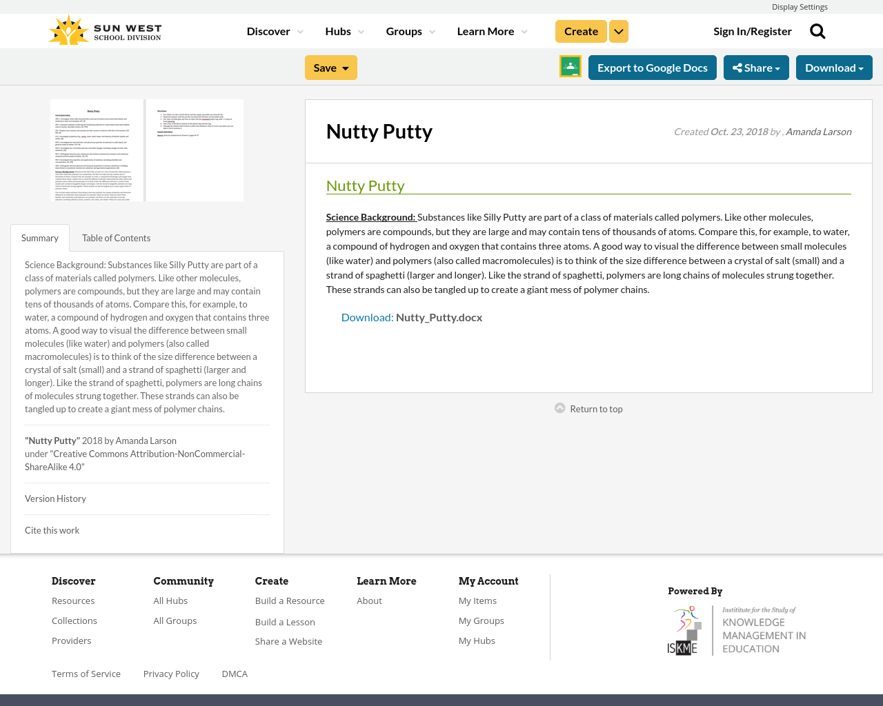 Nutty Putty | Resource Bank