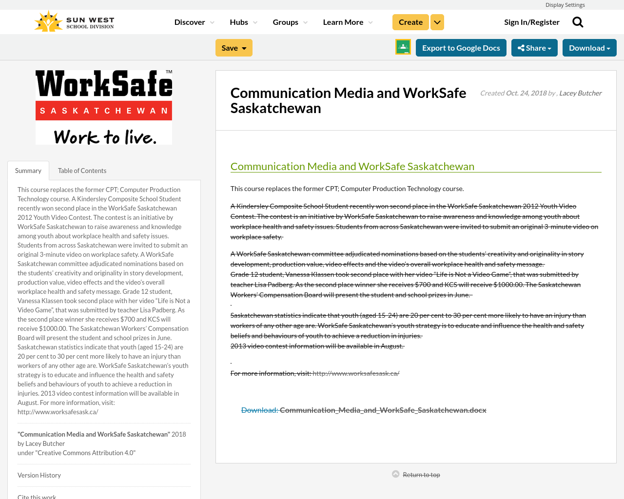 Communication Media and WorkSafe Saskatchewan | Resource Bank