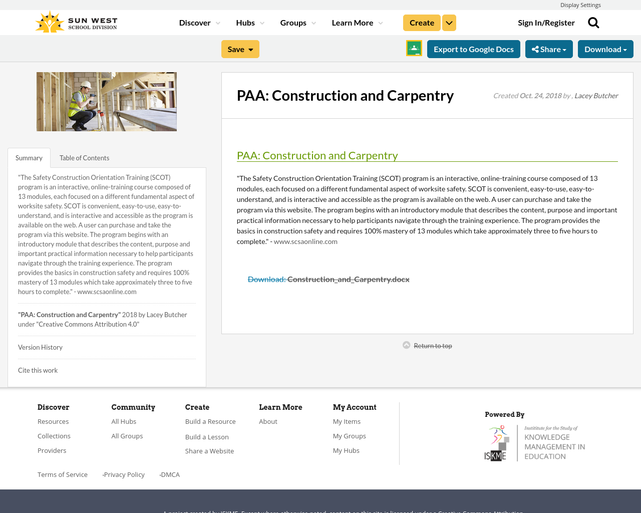 PAA: Construction and Carpentry | Resource Bank