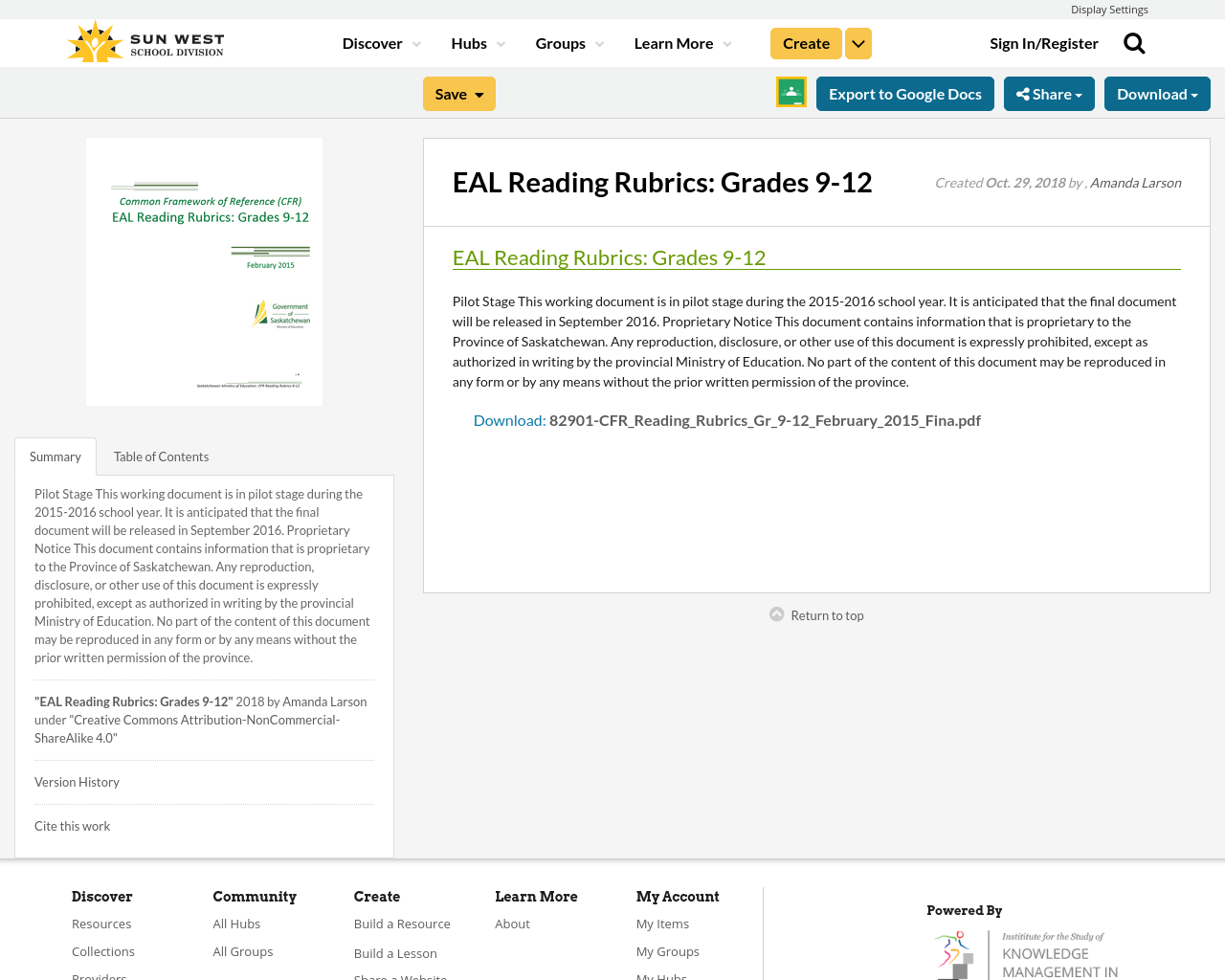 EAL Reading Rubrics: Grades 9-12 | Resource Bank