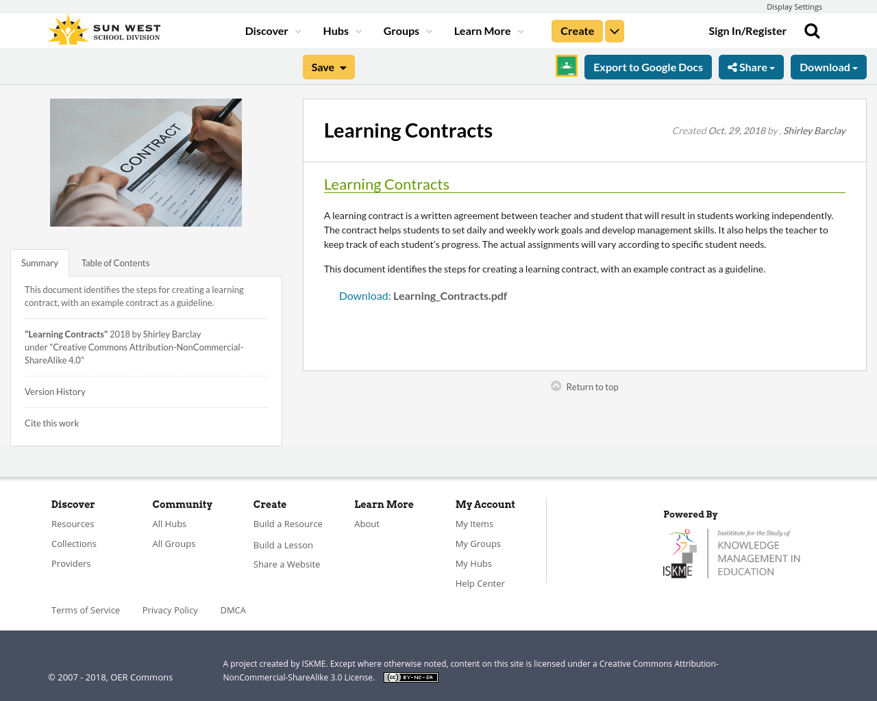 Learning Contracts Resource Bank