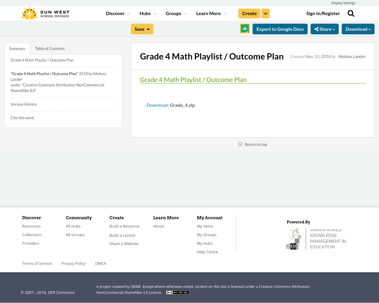 Grade 4 Math Playlist / Outcome Plan | Resource Bank