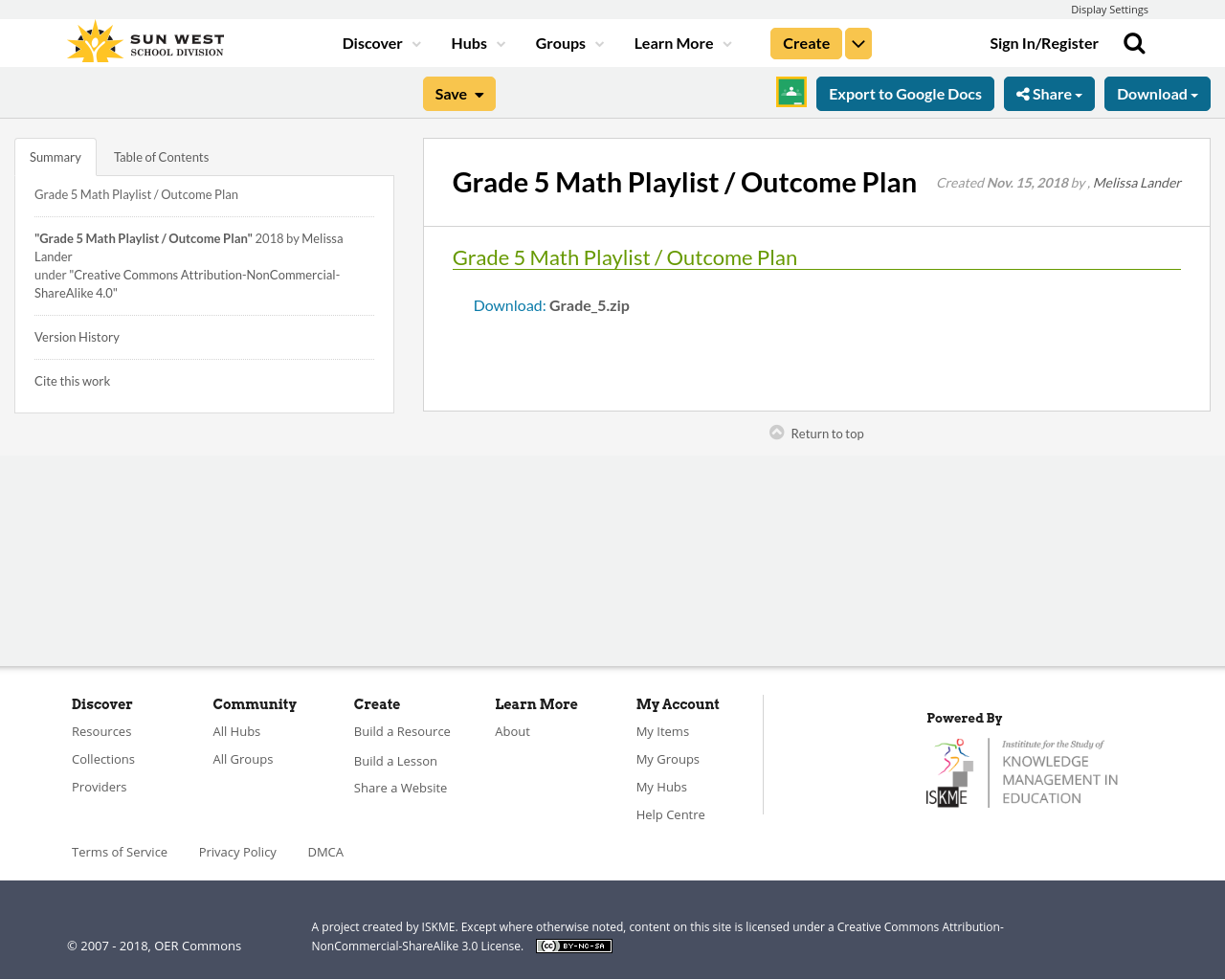 Grade 5 Math Playlist / Outcome Plan | Resource Bank