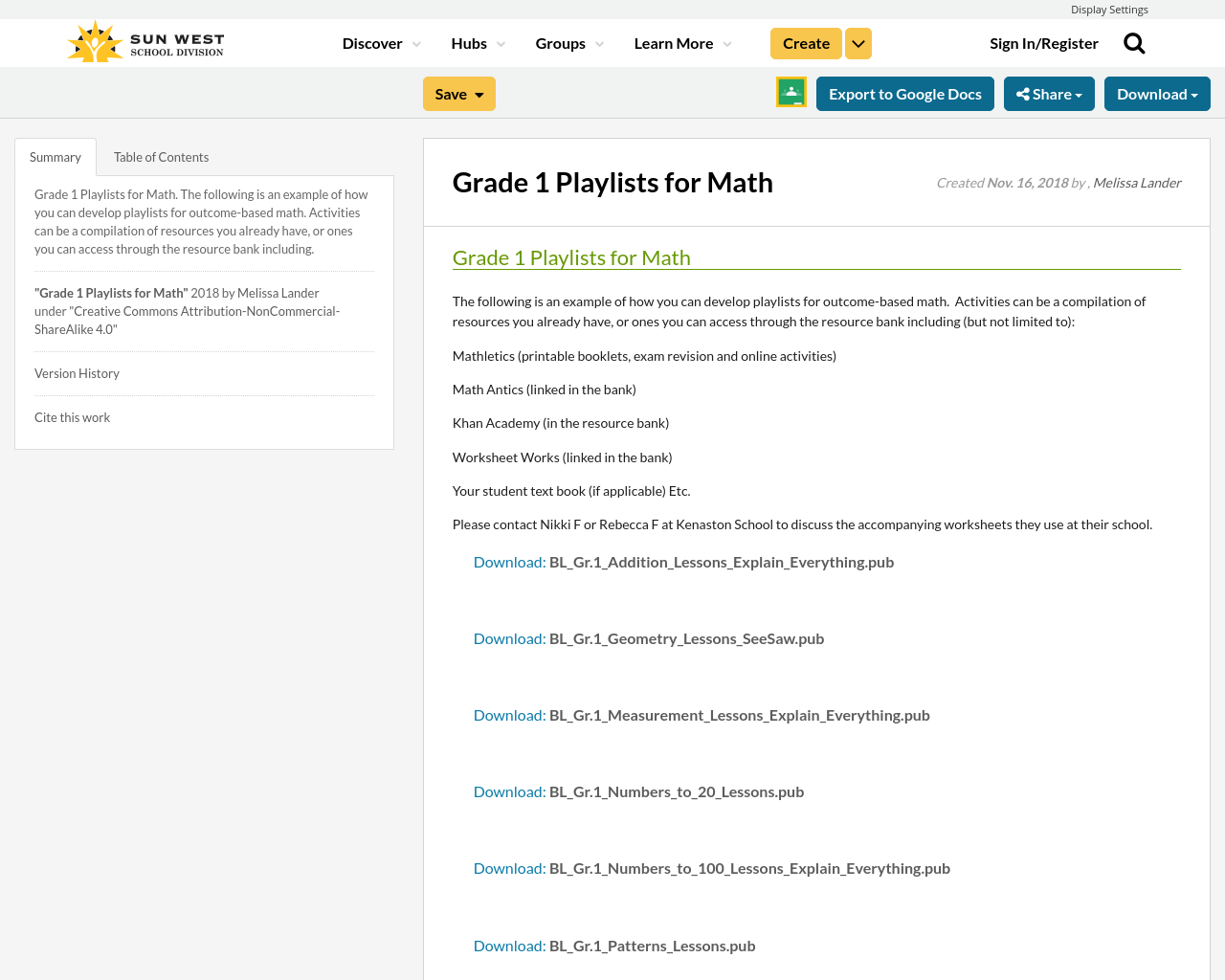 Grade 1 Playlists for Math | Resource Bank