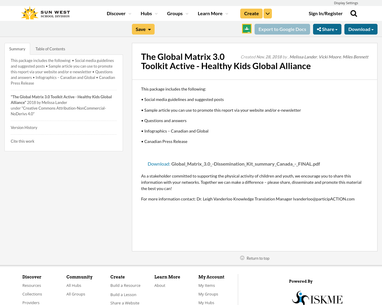 The Global Matrix 3.0 Toolkit Active - Healthy Kids Global Alliance ...