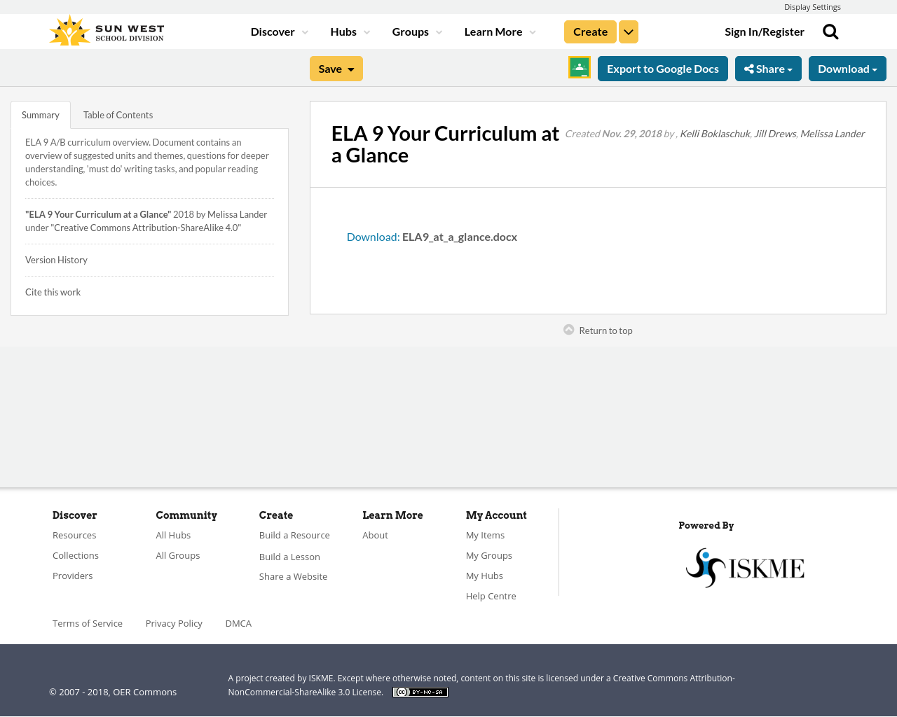 ELA 9 Your Curriculum at a Glance | Resource Bank