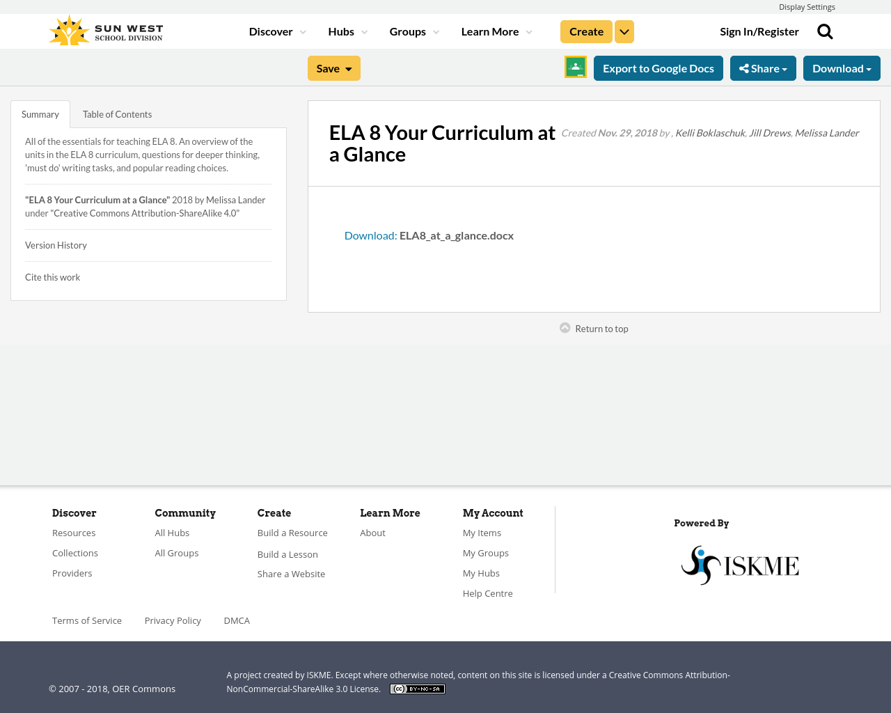 ELA 8 Your Curriculum at a Glance | Resource Bank