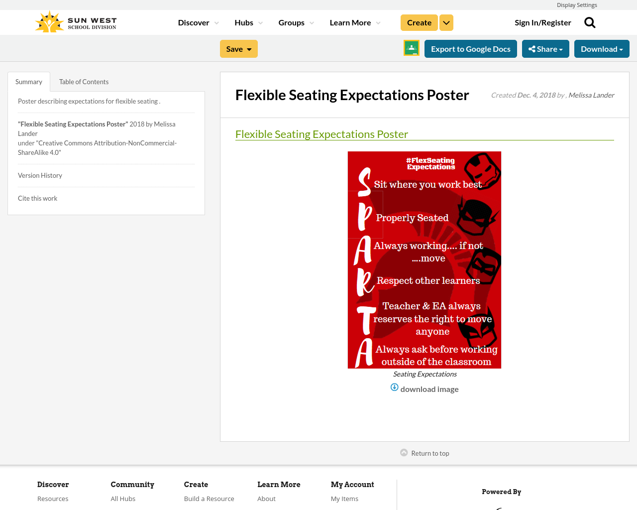 Flexible Seating Expectations Poster | Resource Bank