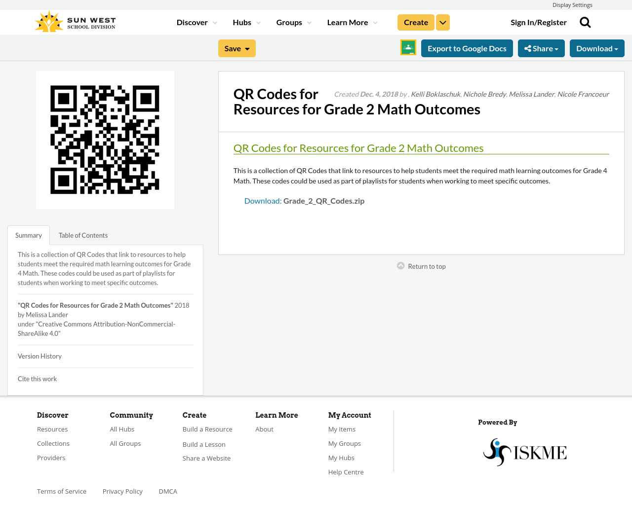 QR Codes for Resources for Grade 2 Math Outcomes | Resource Bank