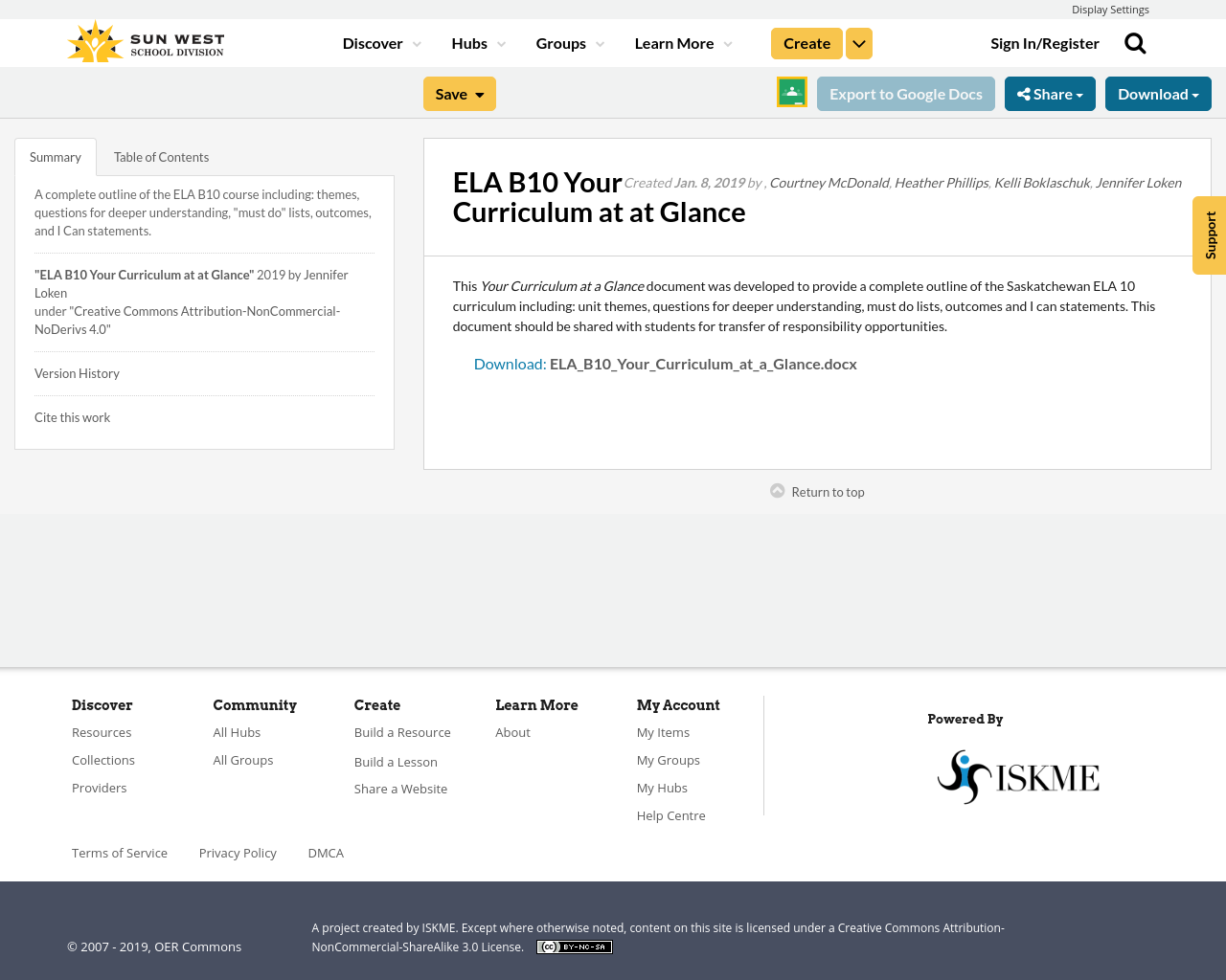 ELA B10 Your Curriculum at at Glance | Resource Bank
