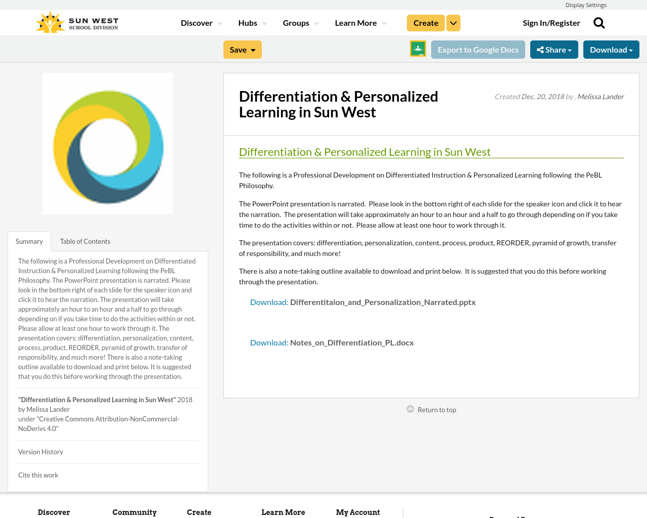 Differentiation & Personalized Learning in Sun West | Resource Bank